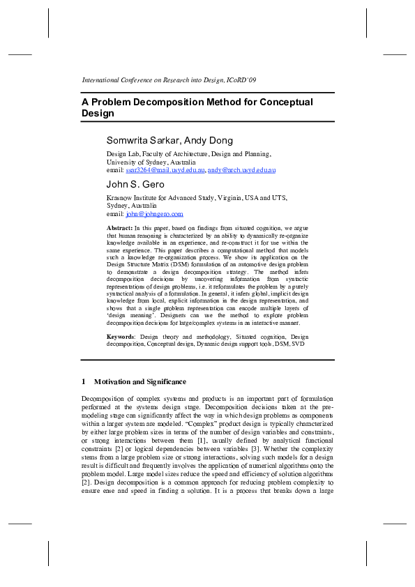 (PDF) A Problem Decomposition Method for Conceptual Design