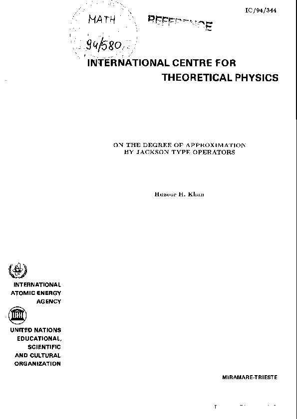 Pdf On The Degree Of Approximation By Jackson Type Operators