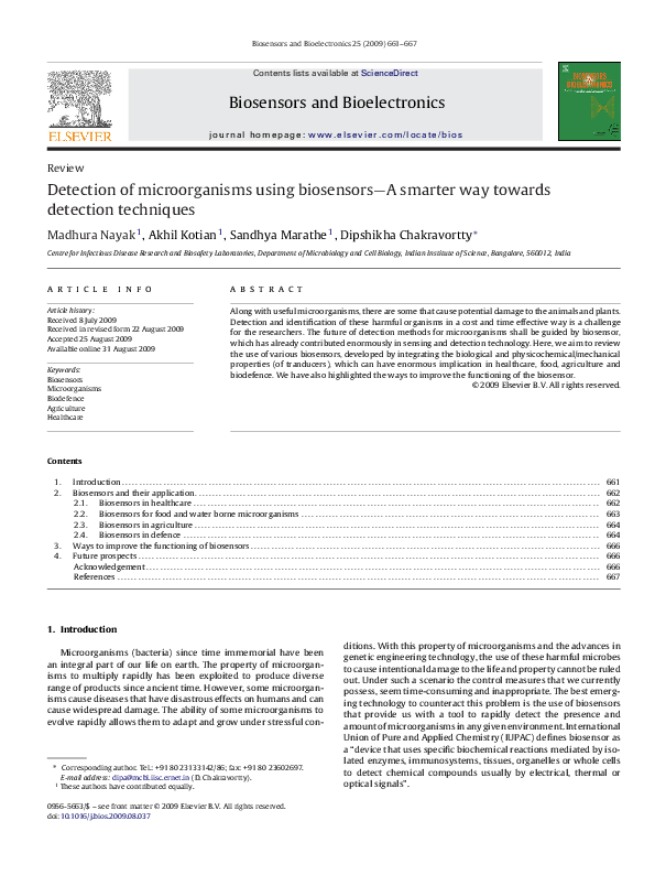 Pdf Detection Of Microorganisms Using Biosensors—a Smarter Way Towards Detection Techniques
