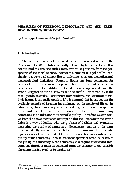 (PDF) Measures of Freedom, Democracy and Freedom House