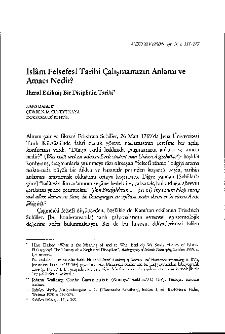 (PDF) Hans Daiber, “İslâm Felsefesi Tarihi Çalışmamızın Anlamı ve Amacı ...