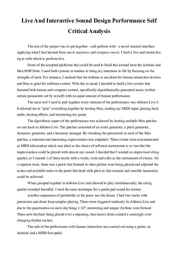 (DOC) Self Critical Reflection