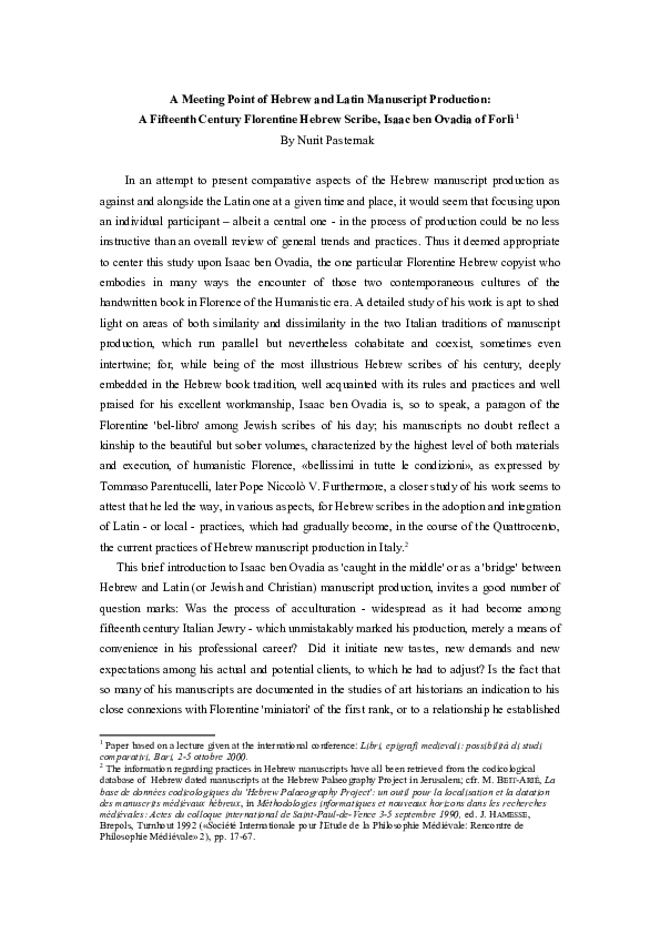 (DOC) A Meeting Point of Hebrew and Latin Manuscript Production: A ...