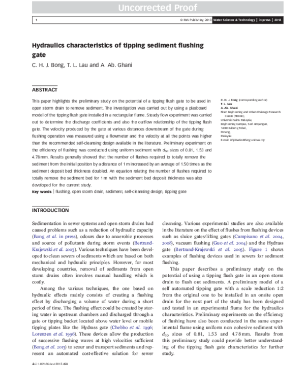 (PDF) Hydraulics characteristics of tipping sediment flushing gate