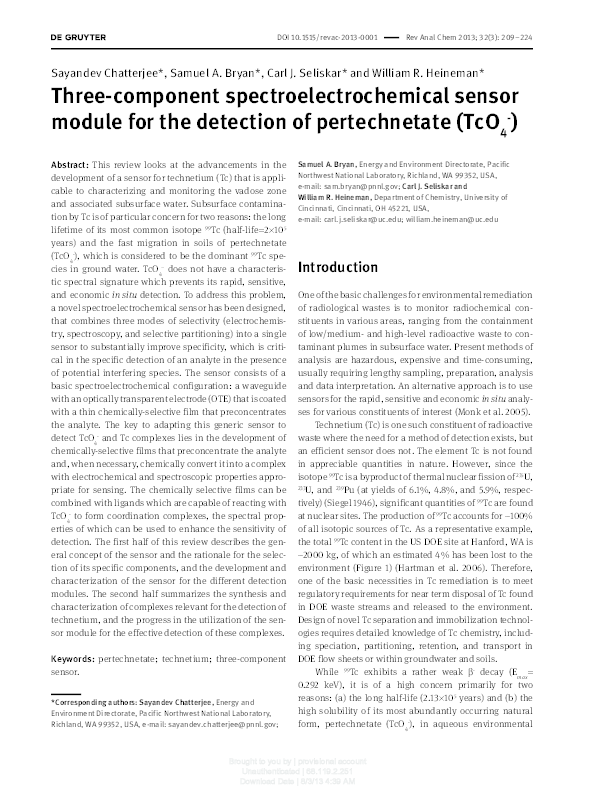 (PDF) Three-component spectroelectrochemical sensor module for the ...