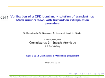 (PDF) Verification of a CFD benchmark solution of transient low Mach number