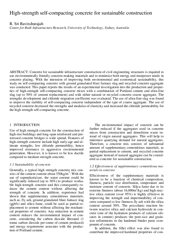 (PDF) High-strength self-compacting concrete for sustainable construction