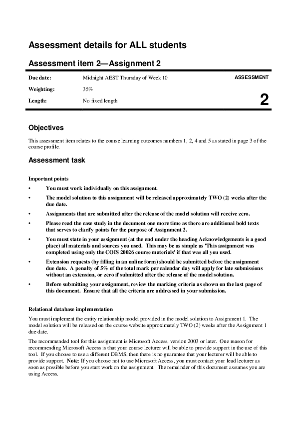 (PDF) Assessment details for ALL students