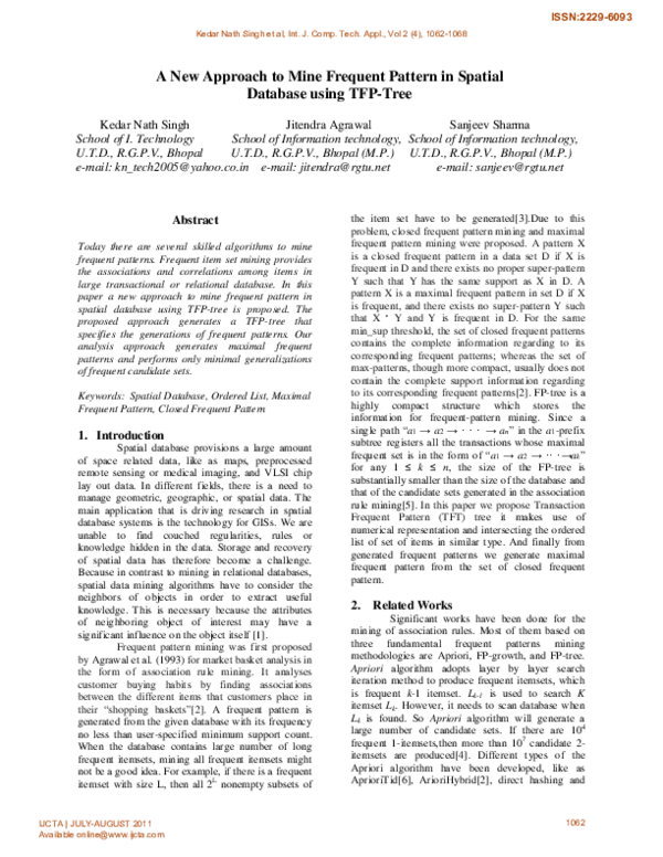 (PDF) A New Approach to Mine Frequent Pattern in Spatial Database using TFP-Tree