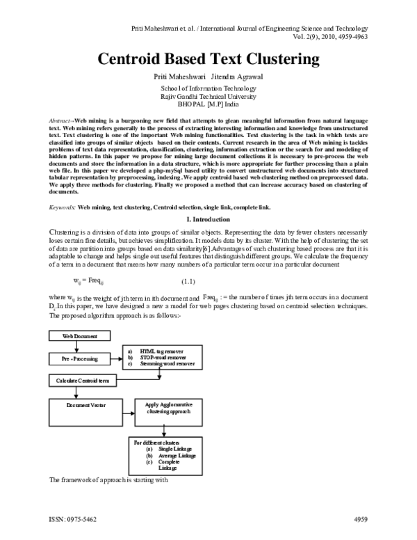 (PDF) Centroid Based Text Clustering