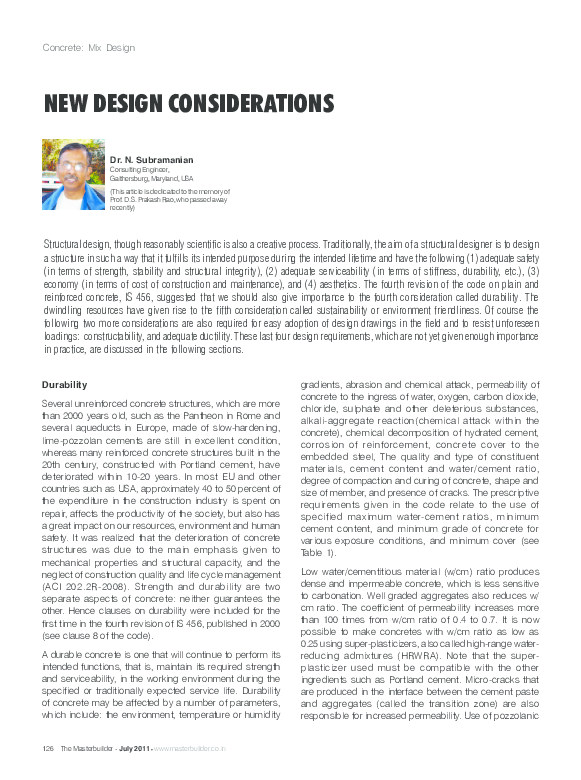 New Design Consideration Master Builder July2011