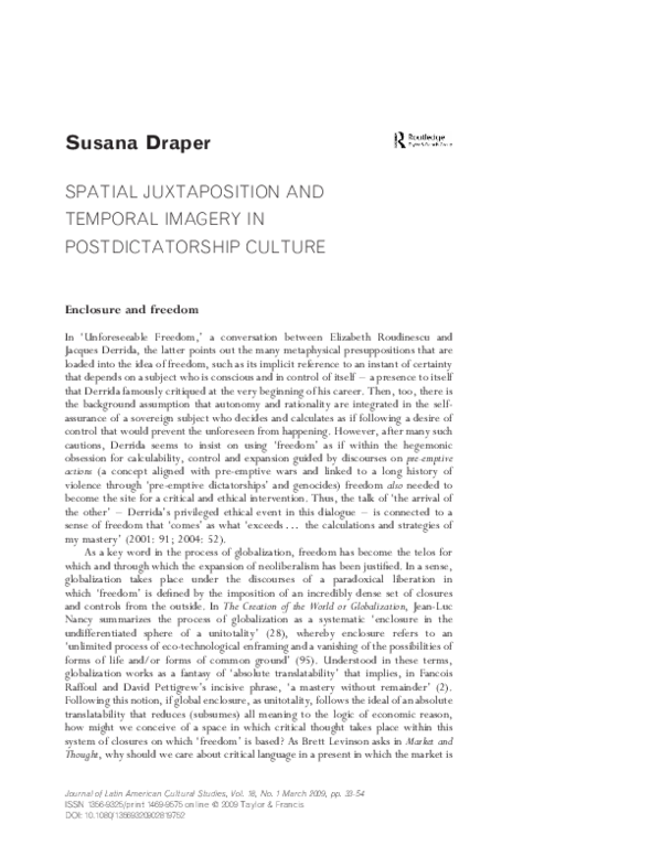 (PDF) Spatial juxtaposition and temporal imagery in postdictatorship ...