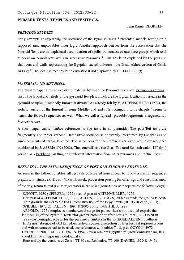 (PDF) DEGREEF PYRAMID TEXTS TEMPLES AND FESTIVALS