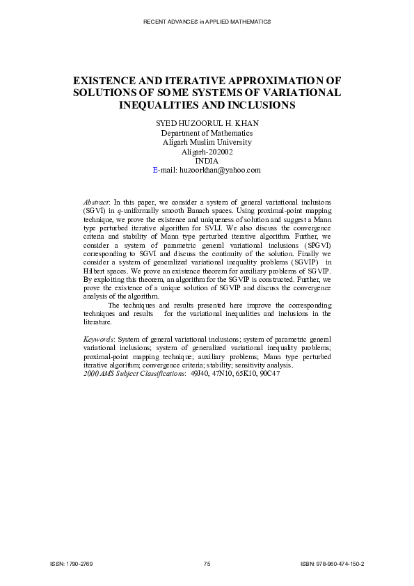 Pdf Existence And Iterative Approximation Of Solutions Of Some