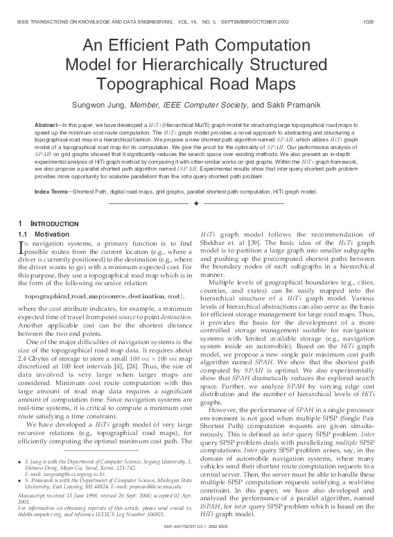 Pdf An Efficient Path Computation Model For Hierarchically Structured Topographical Road Maps