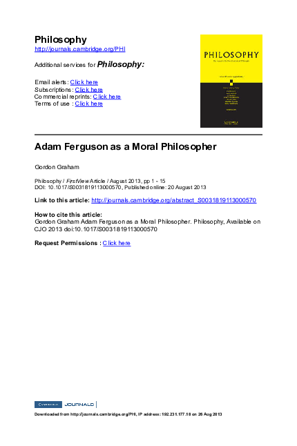 Adam Ferguson as a Moral Philosopher