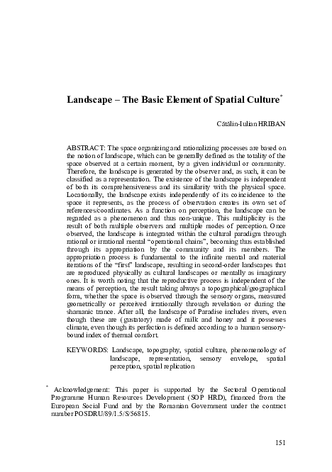 (PDF) Landscape – The Basic Element of Spatial Culture