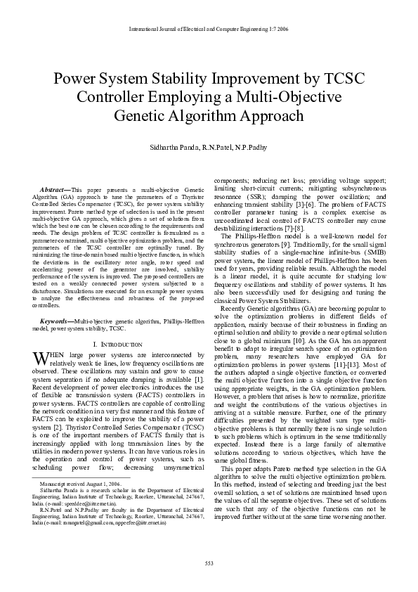 (PDF) Abstract—This paper presents a multi-objective Genetic Algorithm (GA) approach to tune the ...