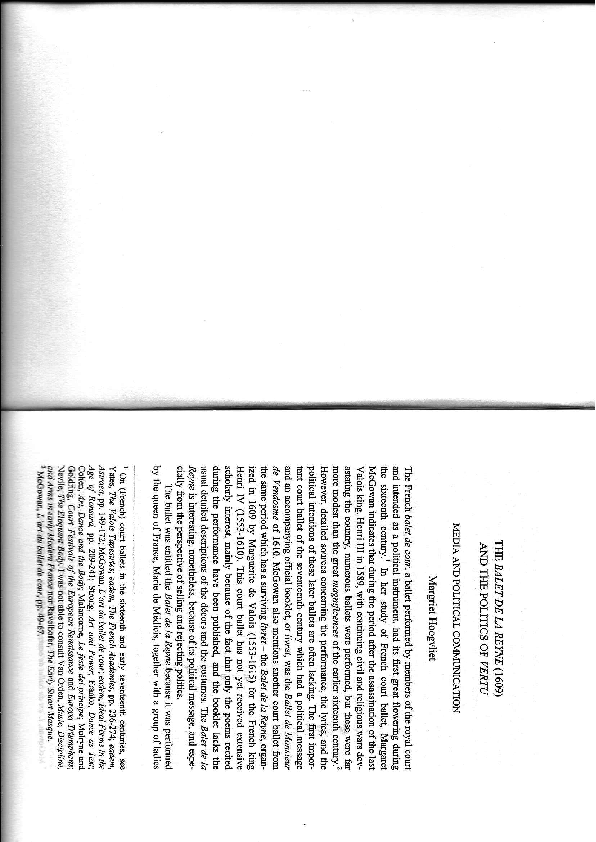 (PDF) “The Balet de la Reyne (1609) and the politics of vertu: media ...