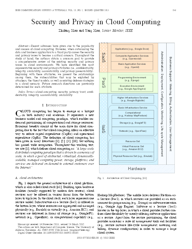 (PDF) Security and Privacy in Cloud Computing