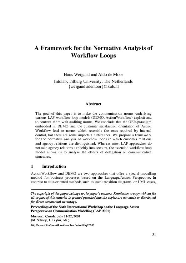 Pdf A Framework For The Normative Analysis Of Workflow Loops