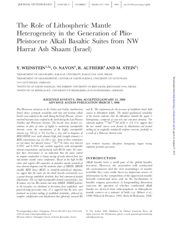 (PDF) The Role of Lithospheric Mantle Heterogeneity in the Generation ...