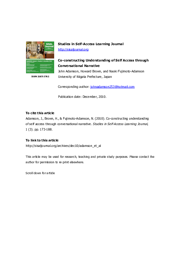 (PDF) Co-constructing Understanding of Self Access through ...