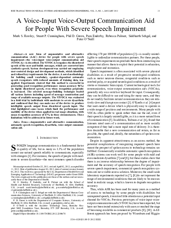 A Voice-Input Voice-Output Communication Aid for People With Severe ...