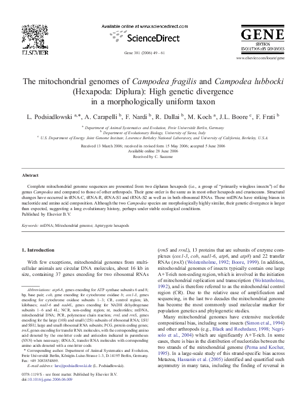 (PDF) The complete mitochondrial genome of the Antarctic springtail ...