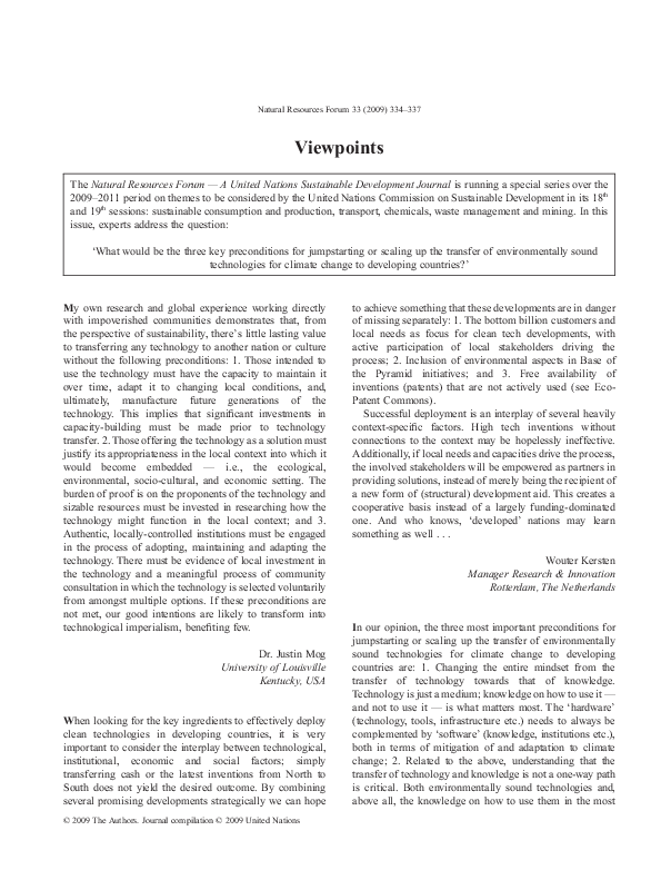 Viewpoints: 'What would be the three preconditions for jumpstarting or ...