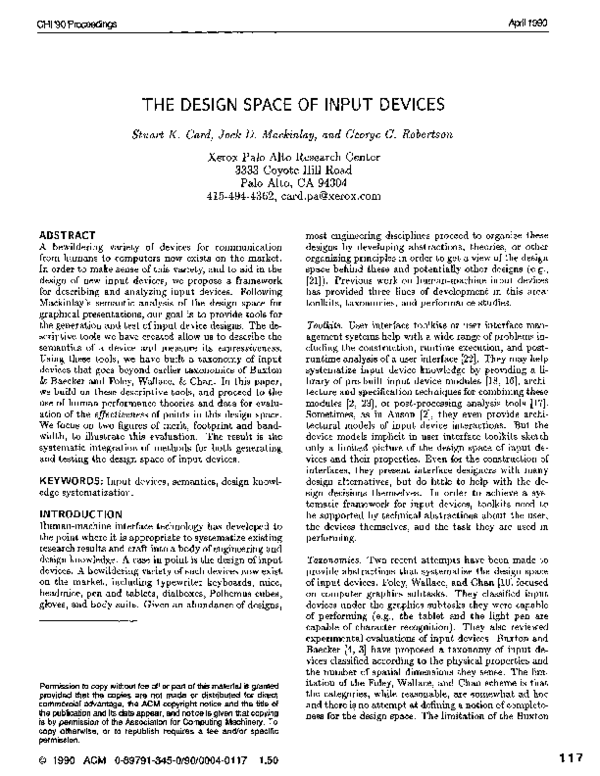 (PDF) The design space of input devices