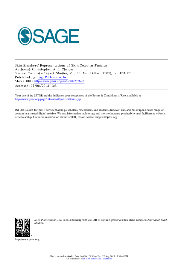 (PDF) Skin Bleachers' Representations of Skin Color in Jamaica