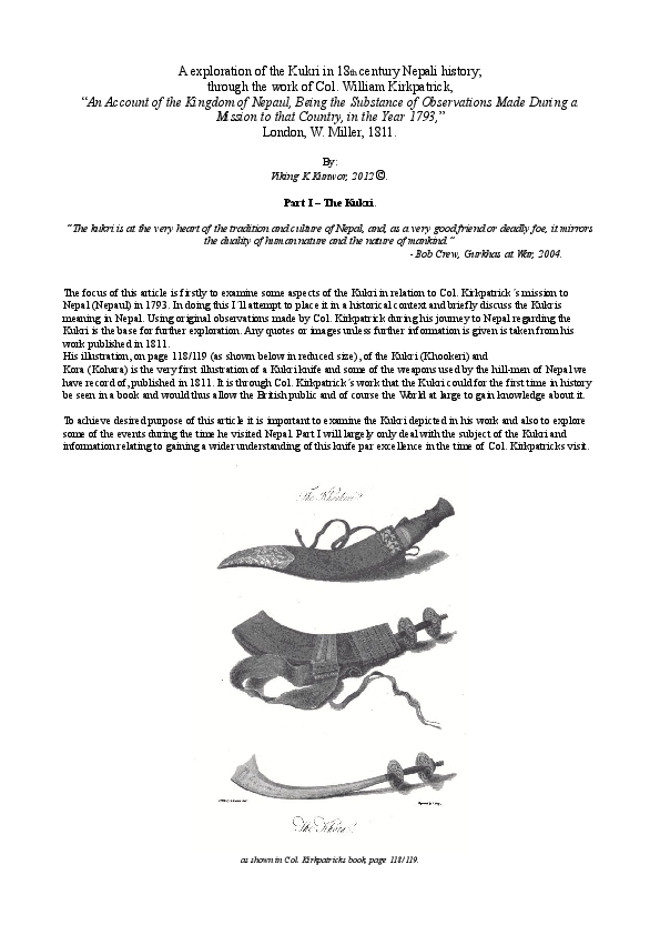 (PDF) A exploration of the Kukri in 18th Century Nepali history through ...