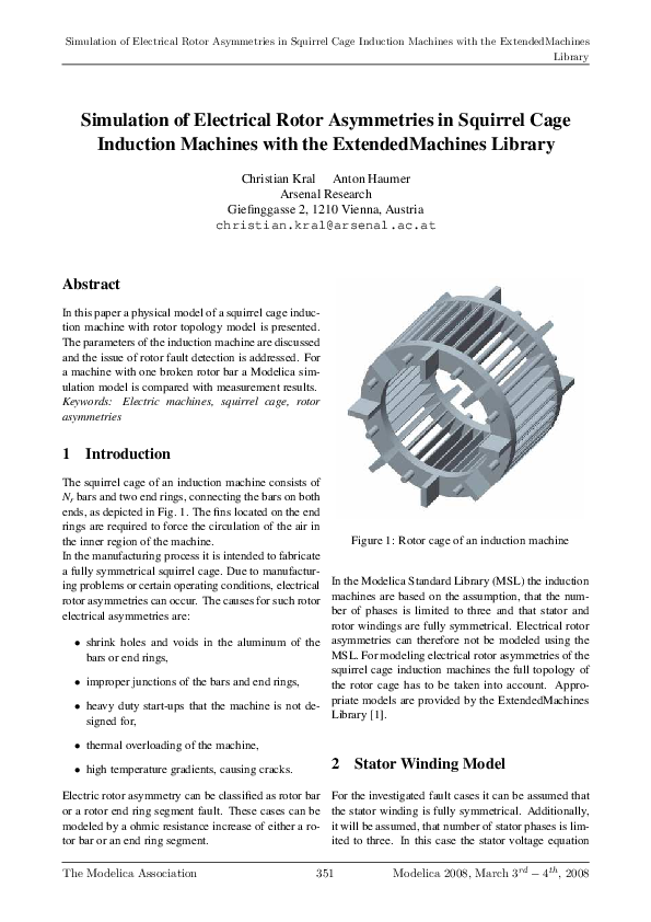 Pdf Modeling And Simulation Of Broken Rotor Bars In Squirrel Cage Induction Machines Anton