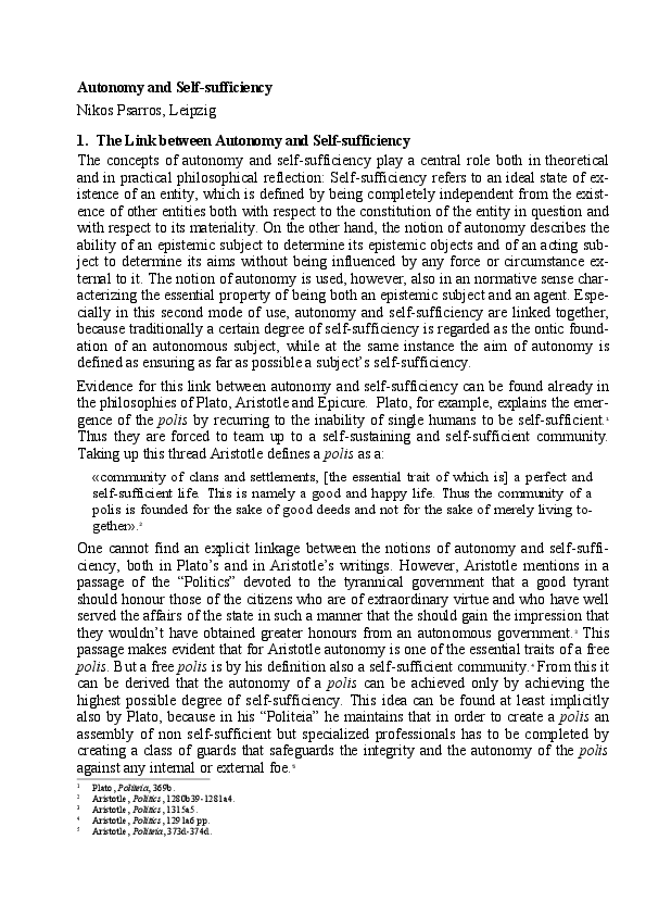 (PDF) Autonomy and Self-sufficiency