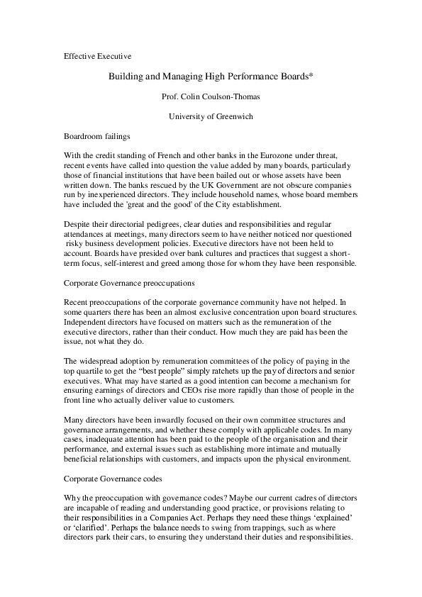 (PDF) Building and Managing High Performance Boards