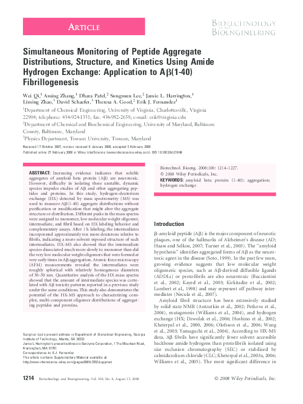 Pdf Simultaneous Monitoring Of Peptide Aggregate Distributions Structure And Kinetics Using