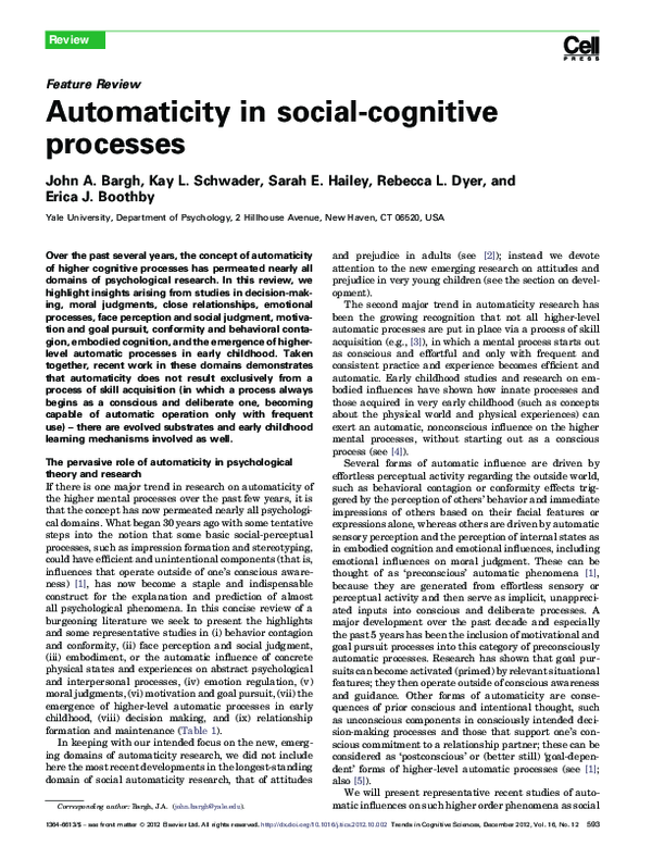 (PDF) Automaticity in social-cognitive processes