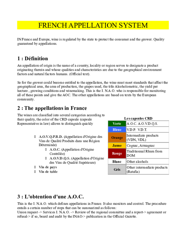 (DOC) APPELLATIONS WINE