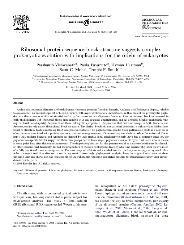 (PDF) Ribosomal protein-sequence block structure suggests complex ...