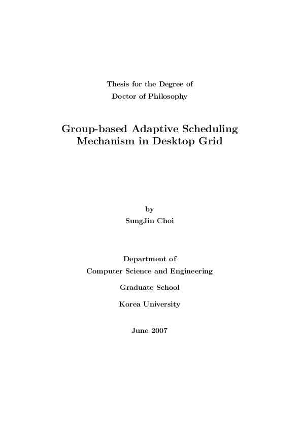 (PDF) Thesis for the Degree of Doctor of Philosophy Group-based Adaptive Scheduling Mechanism in ...