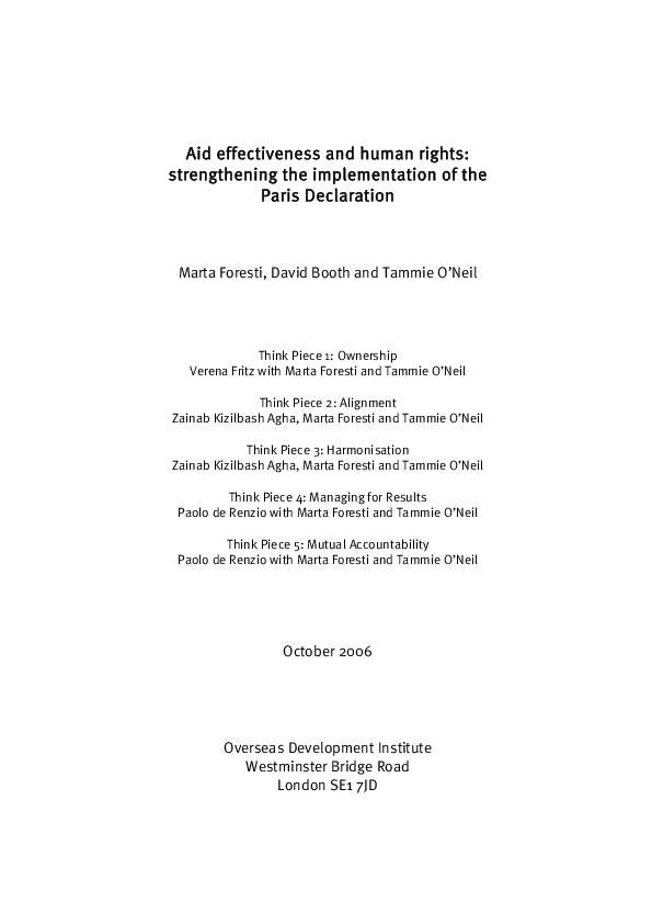 (PDF) Aid Effectiveness and Human Rights