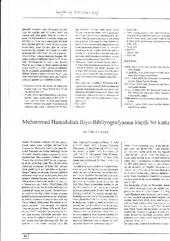 (PDF) Muhammed Hamidullah Biyo-Bibliyografyasına Küçük Bir Katkı [A ...