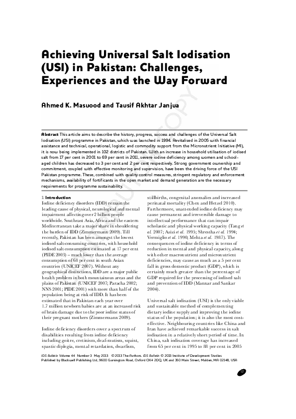 (PDF) Achieving Universal Salt Iodization in Pakistan IDSB44 3