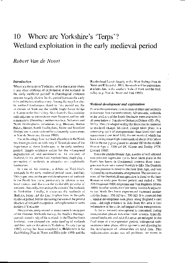(PDF) Where are Yorkshire’s terps? Wetland exploitation in the early ...