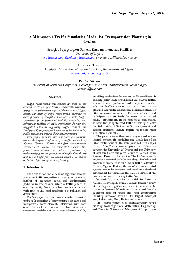 (PDF) A Microscopic Traffic Simulation Model for Transportation ...