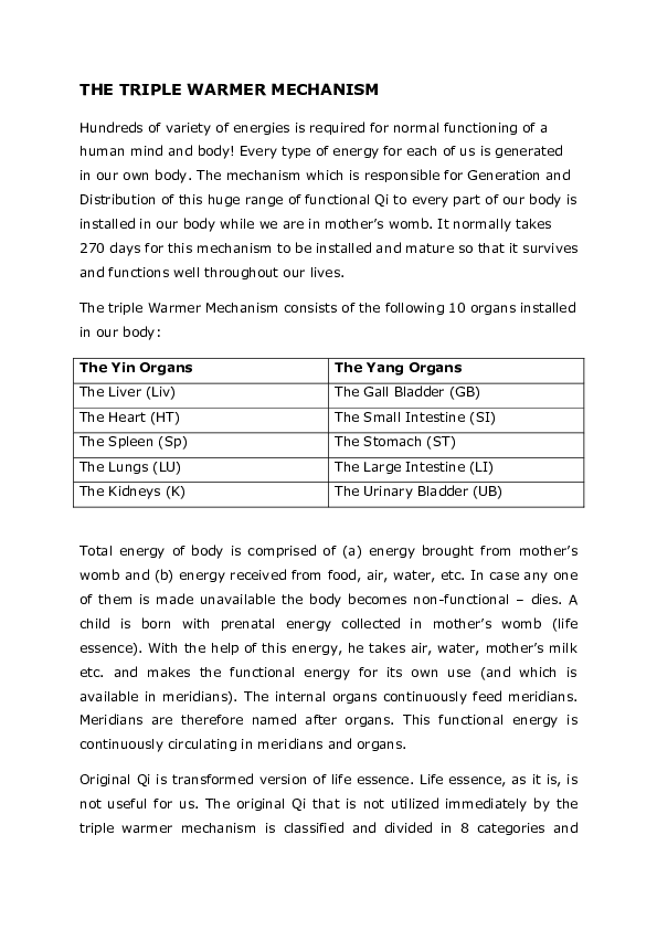 (PDF) TRIPLE WARMER MECHANISM