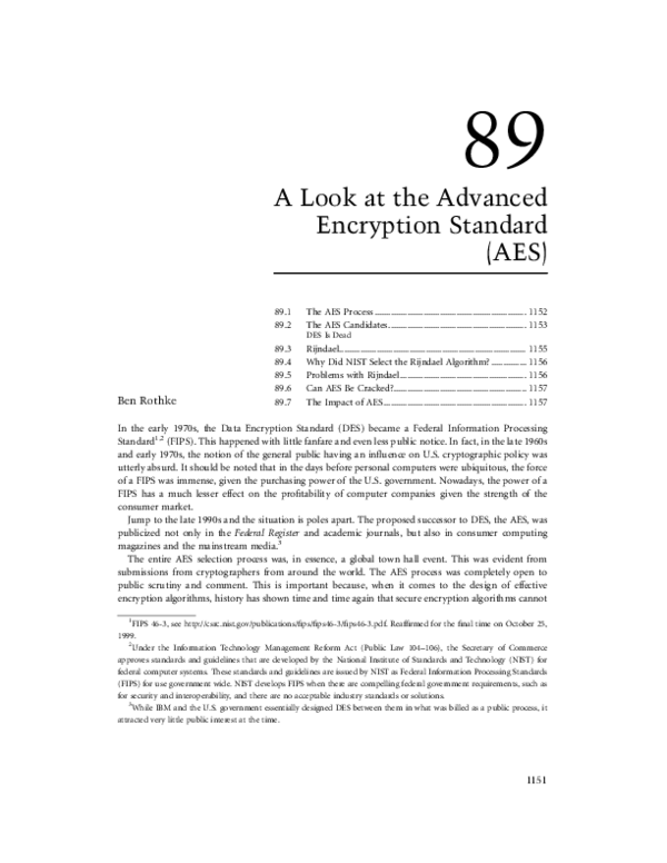 A Look at the Advanced Encryption Standard (AES)