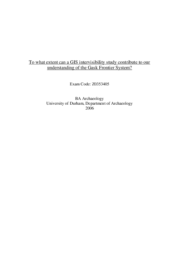 (PDF) GIS Intervisibility Study of the Roman Gask Frontier System