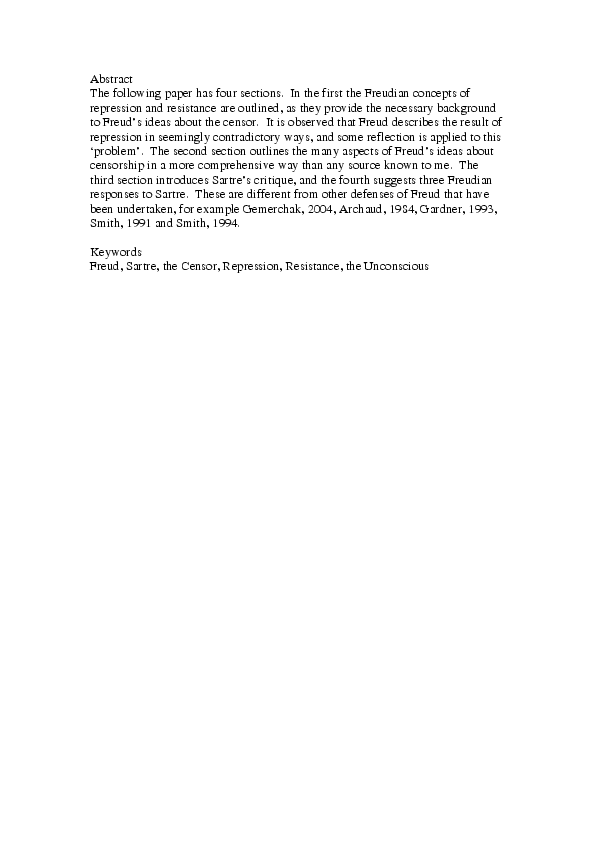 (PDF) The Censor: Freud versus Sartre